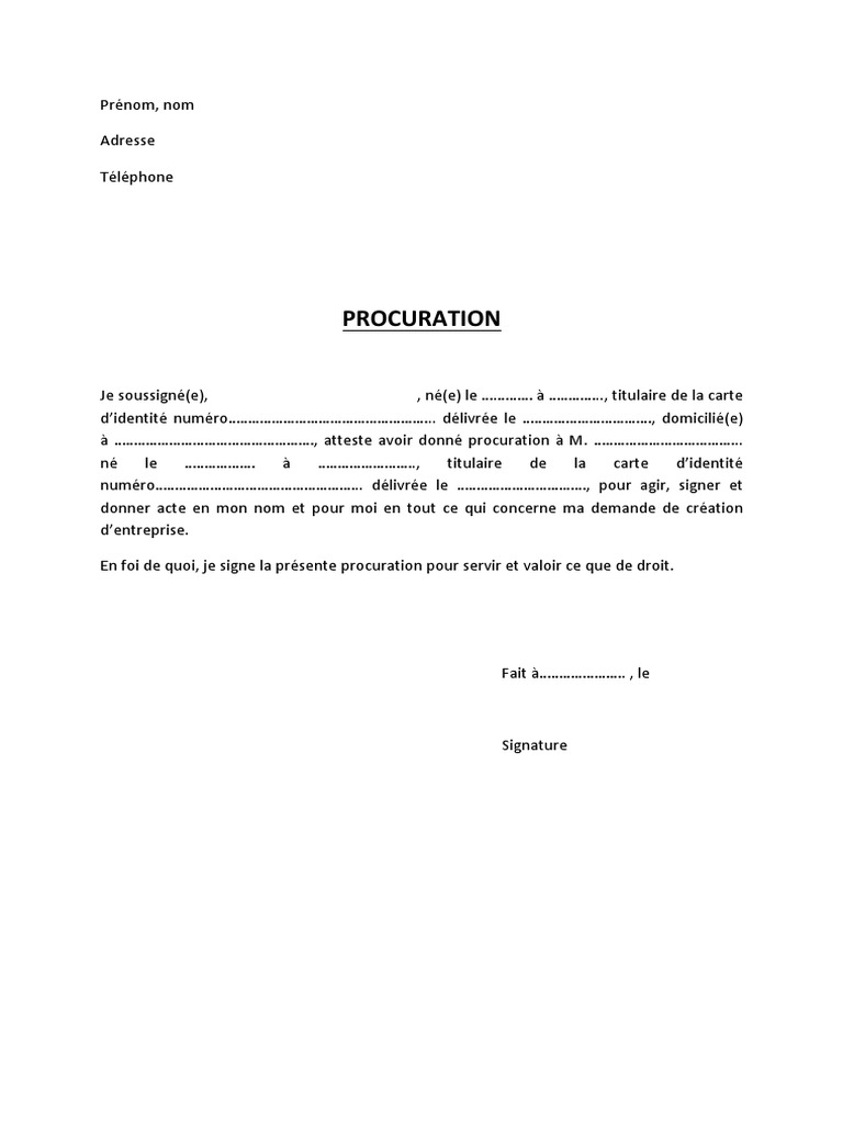 Modèle de procuration pour entreprise | PDF
