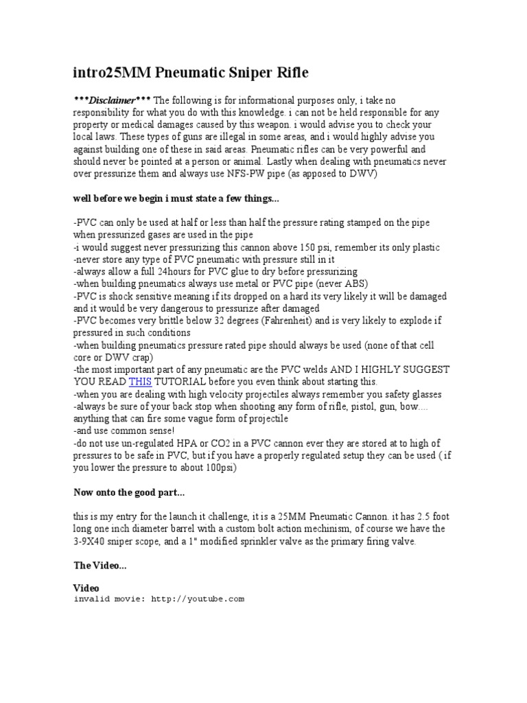 intro25MM Pneumatic Sniper Rifle: Disclaimer The Following Is For ...