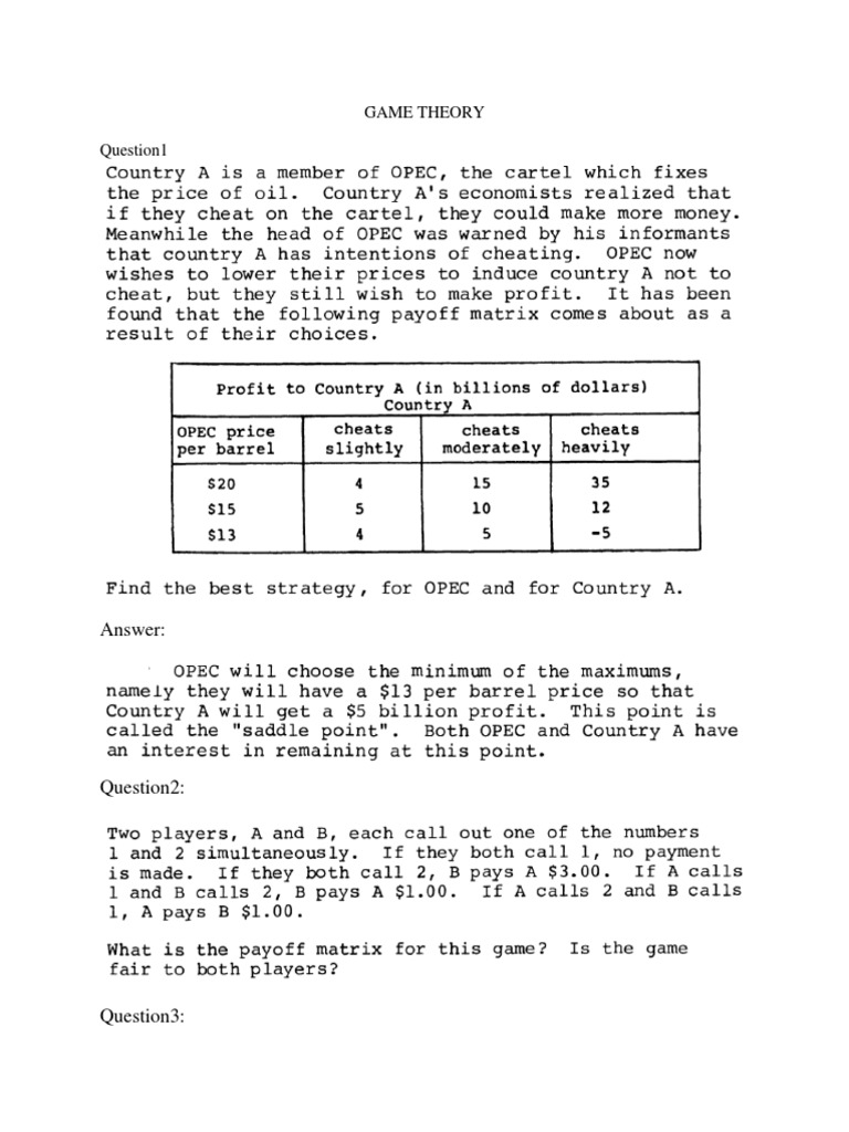 Game Theory-Assignment | PDF