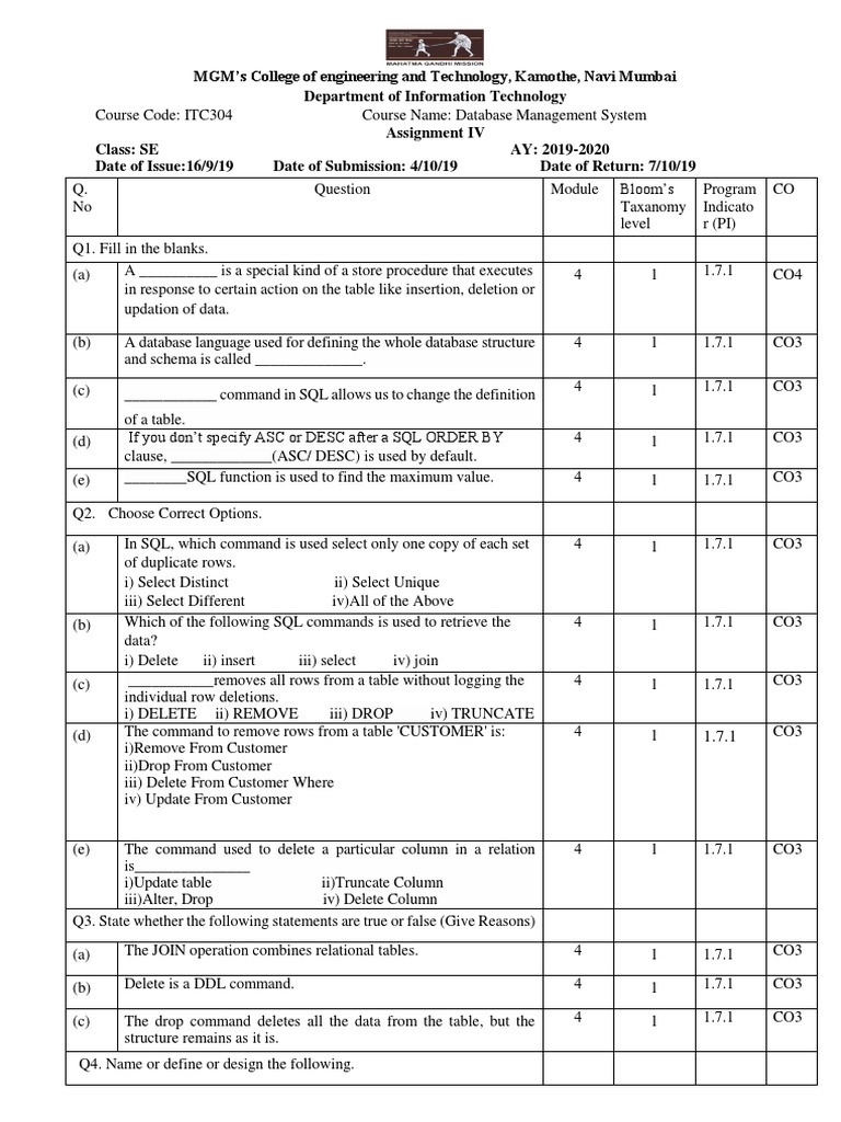 Dbms Assignment 4 | PDF | Data Management | Databases