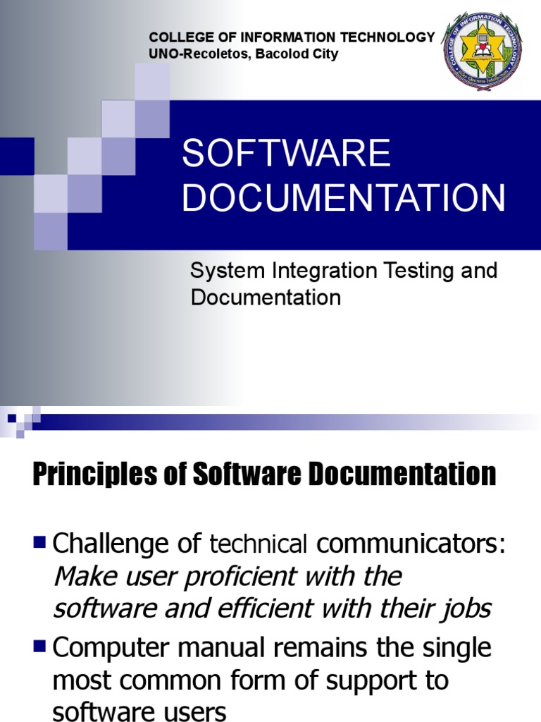 Software Documentation: System Integration Testing and Documentation ...