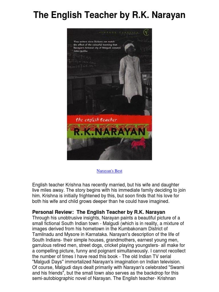 The English Teacher RK Narayan PDF | PDF