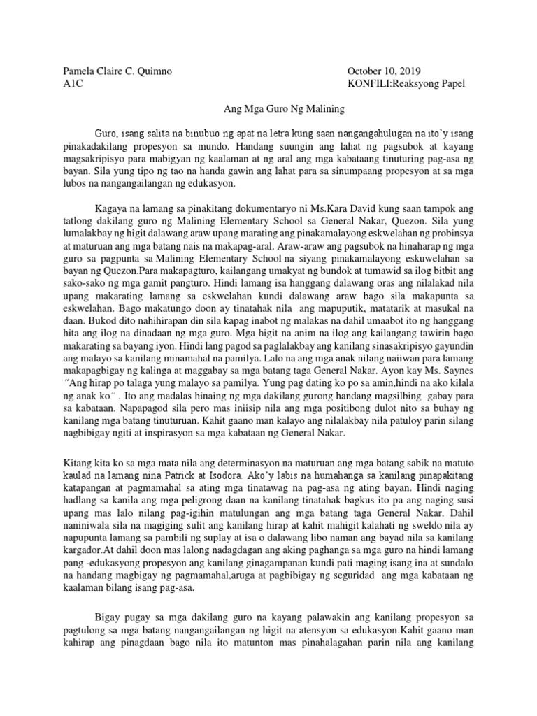 Reaksyong Papel | PDF