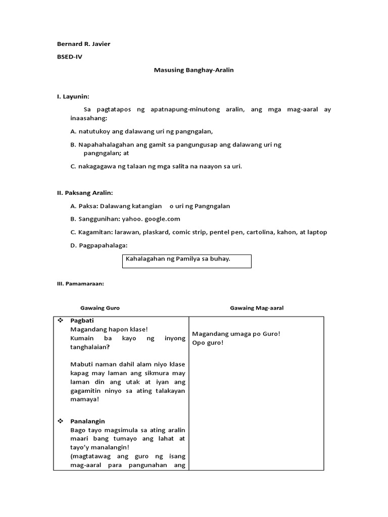 Lesson Plan Layunin | PDF