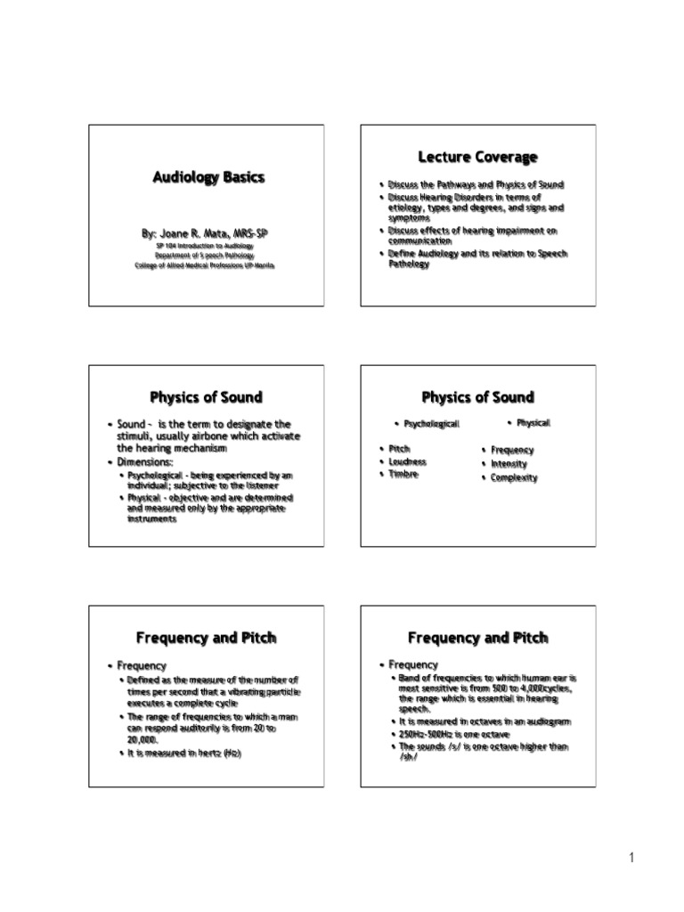 AUDIOLOGY BASICS (Pathways & Physics of Sound Ear Anatomy & Physilogy ...