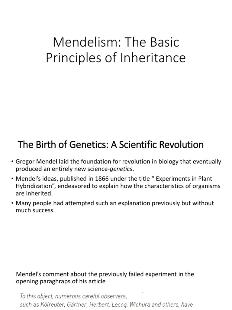 Mendelism | PDF | Organisms | Genetics