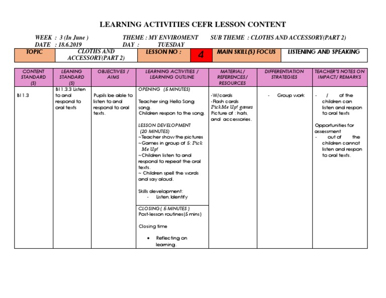 Cefr RPH Lesson 4 (Week 3 in June) | PDF | Educational Psychology | Applied Psychology