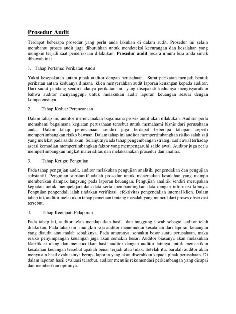 Prosedur Audit | PDF