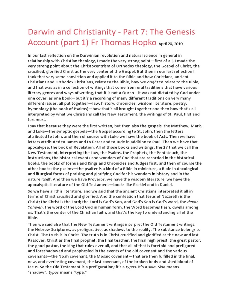 Creation 1 - Thomas Hopko | PDF | Genesis Creation Narrative | Gospels