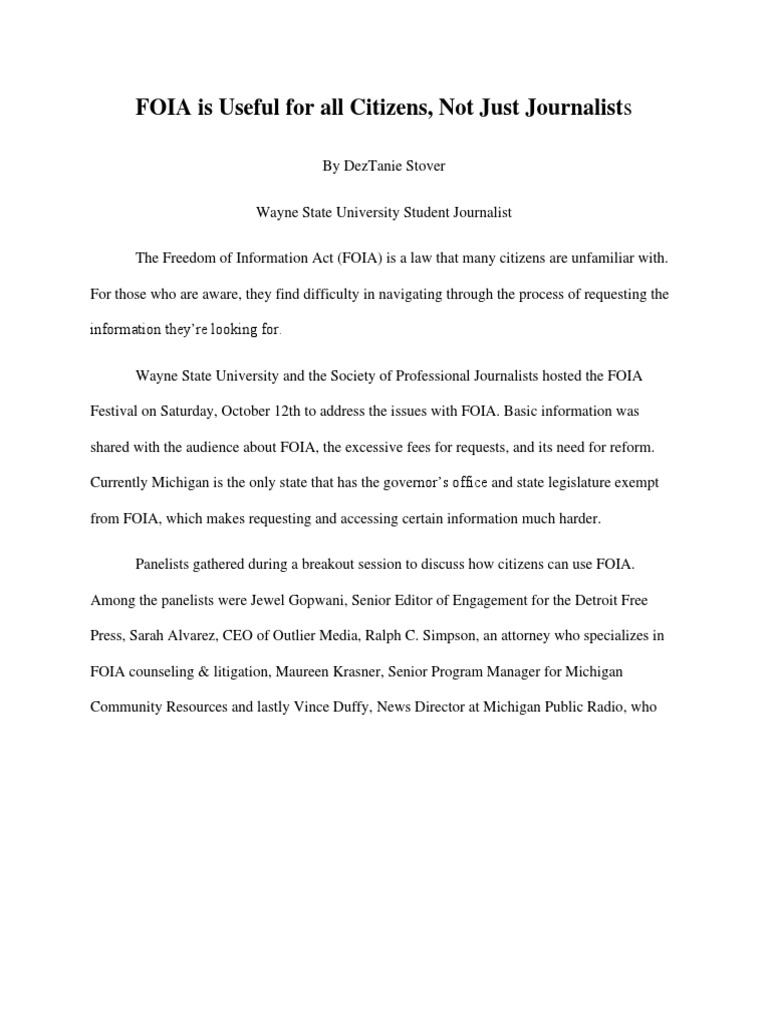 FOIA Final Draft | Download Free PDF | Freedom Of Information Act ...