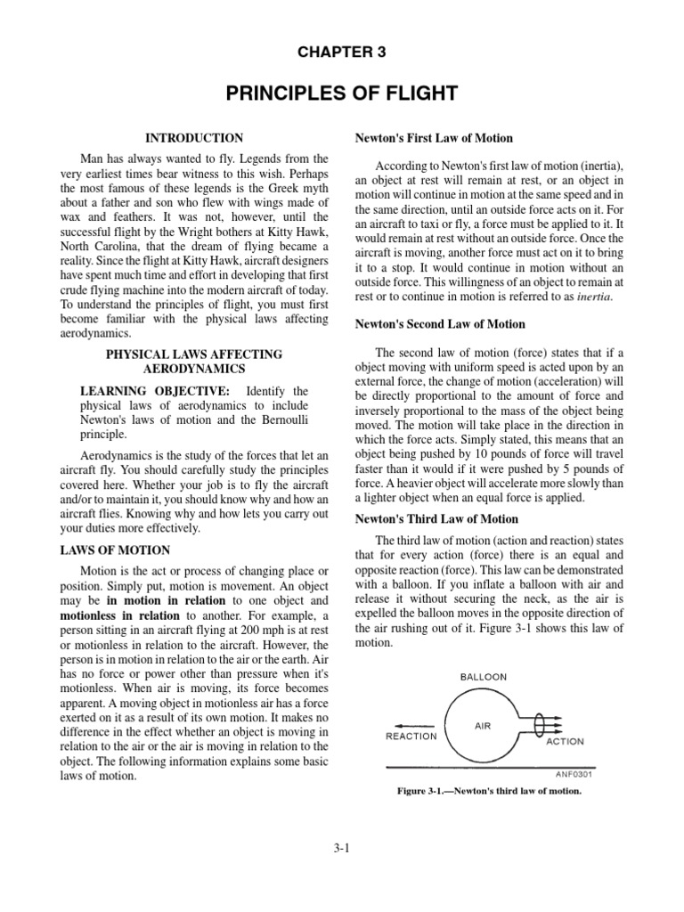 Principles of Flight: Newton's First Law of Motion | PDF