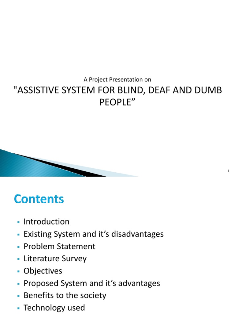 Blind Deaf and Dumb PPT 1st Review | PDF | Visual Impairment | Speech Synthesis
