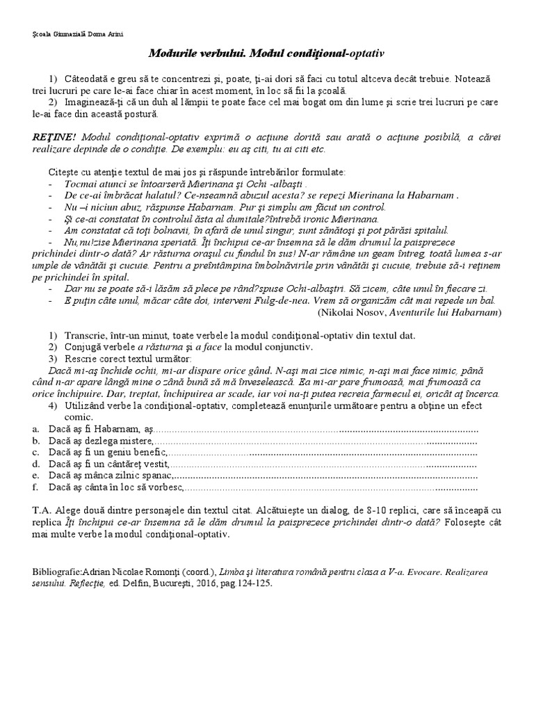 Modul Conditional-Optativ | PDF