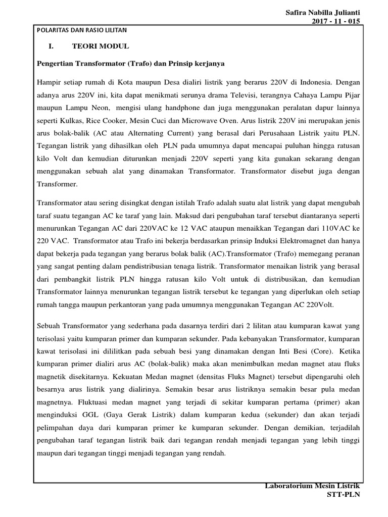 Transformator: Prinsip dan Jenis | PDF | Sains & Matematika
