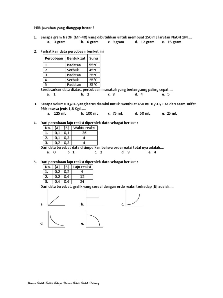 Soal Latihan Ulangan Kesetimbangan Kimia | PDF