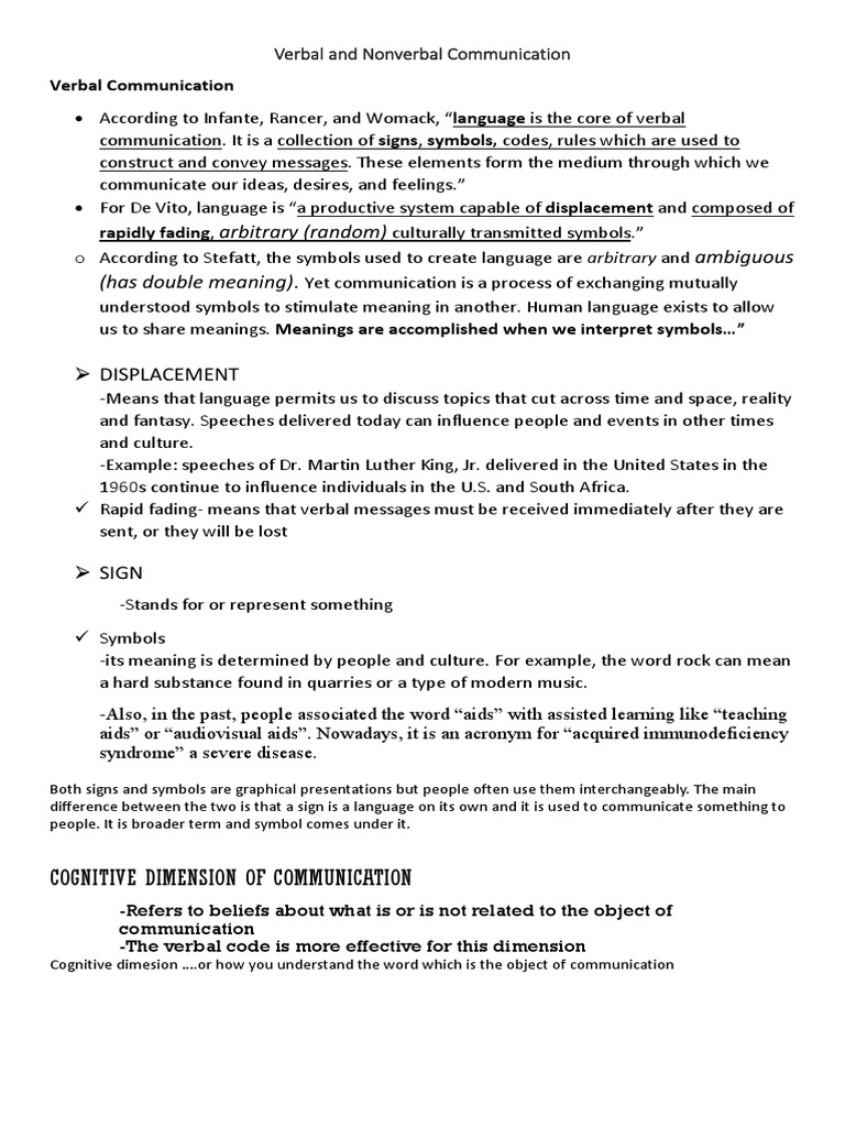 Verbal and Non-Verbal Communication | PDF | Nonverbal Communication ...