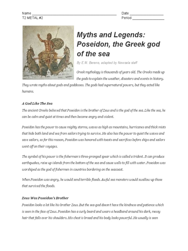 Poseidon: Myths of the Sea God | PDF | Greek Mythology | Zeus