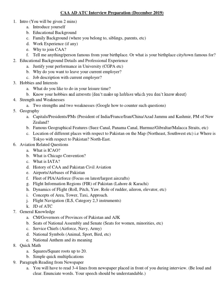 Interview Guidence For ATC | PDF | Pakistan | Air Traffic Control