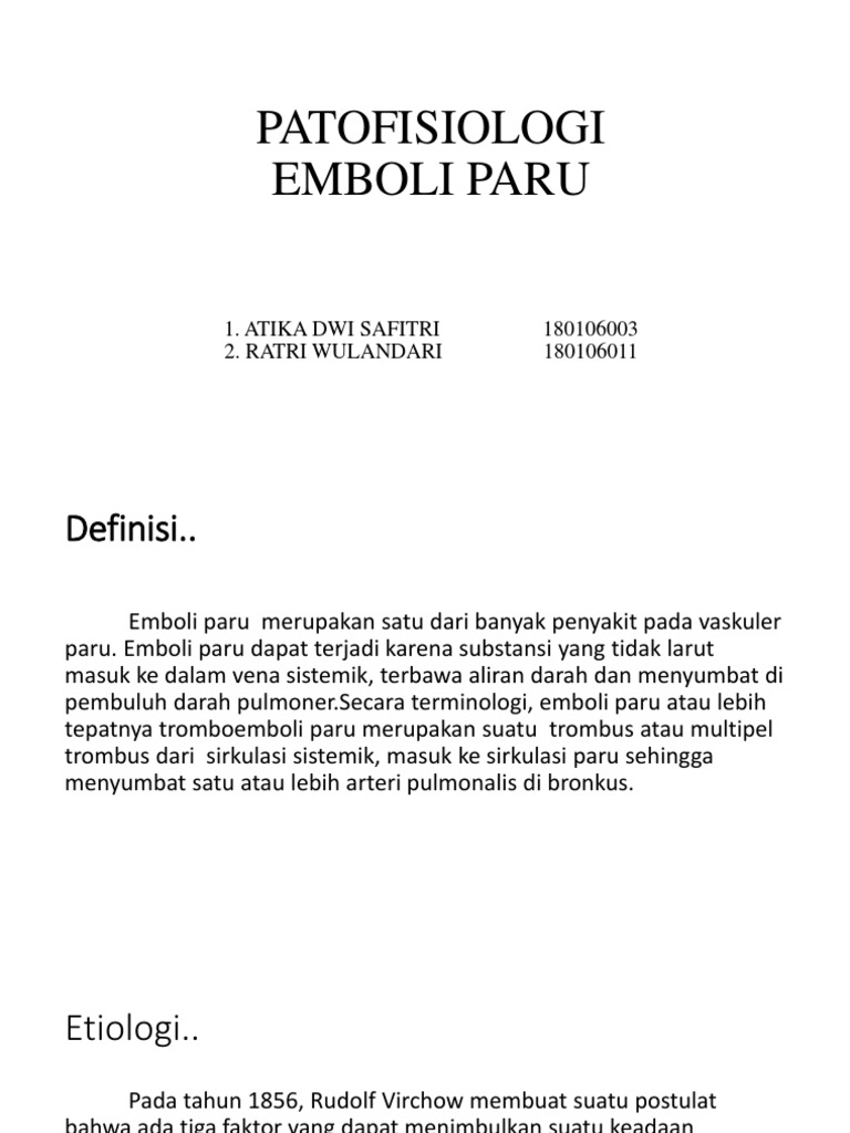 Emboli Paru | PDF | Kesehatan Holistik