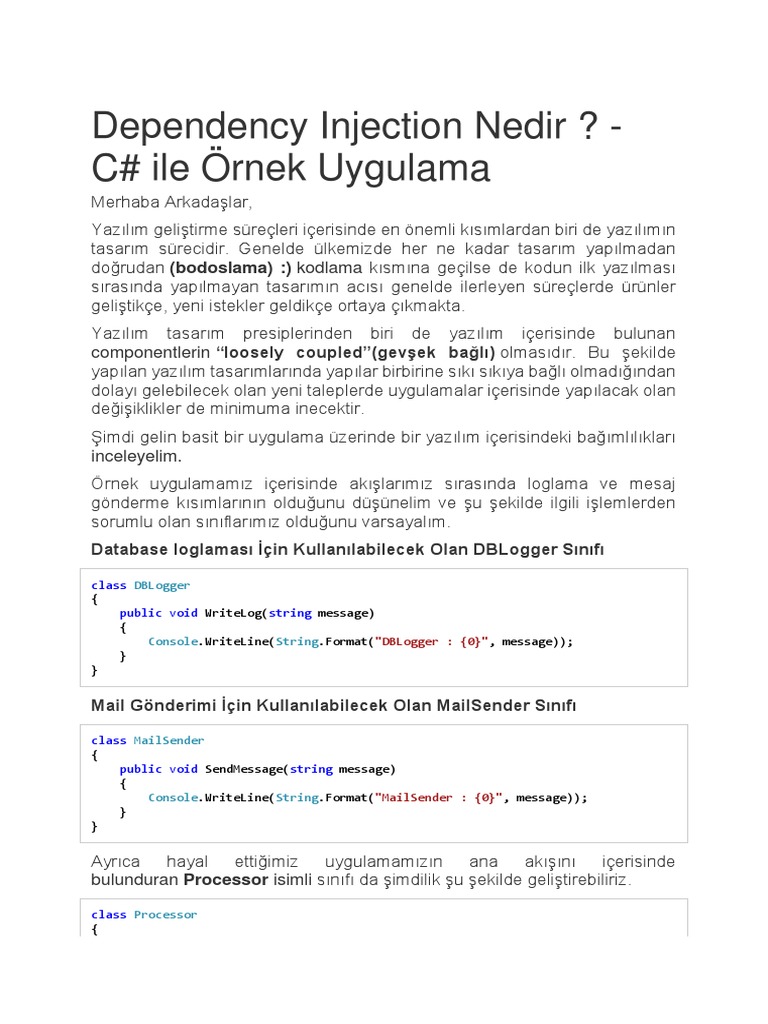 Dependency Injection Nedir | PDF