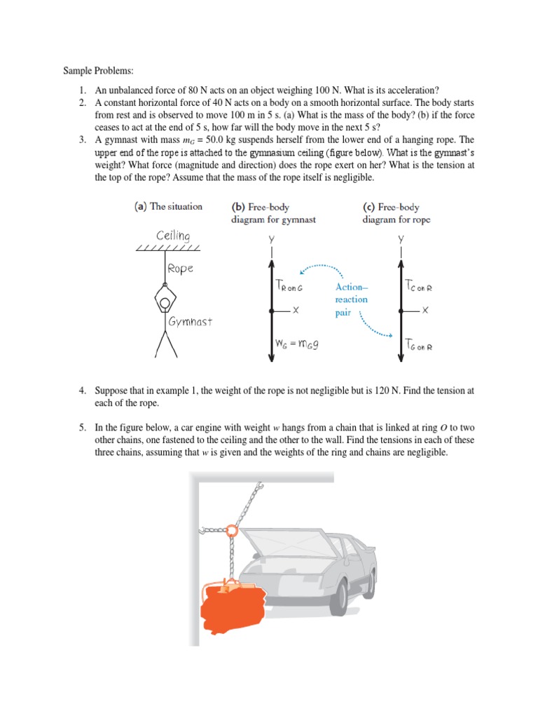 Newton's Laws: Sample Problems | PDF | Weight | Tension (Physics)