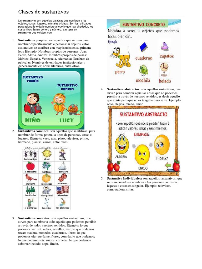 Clases de Sustantivos | PDF | Sustantivo | Morfología Lingüística