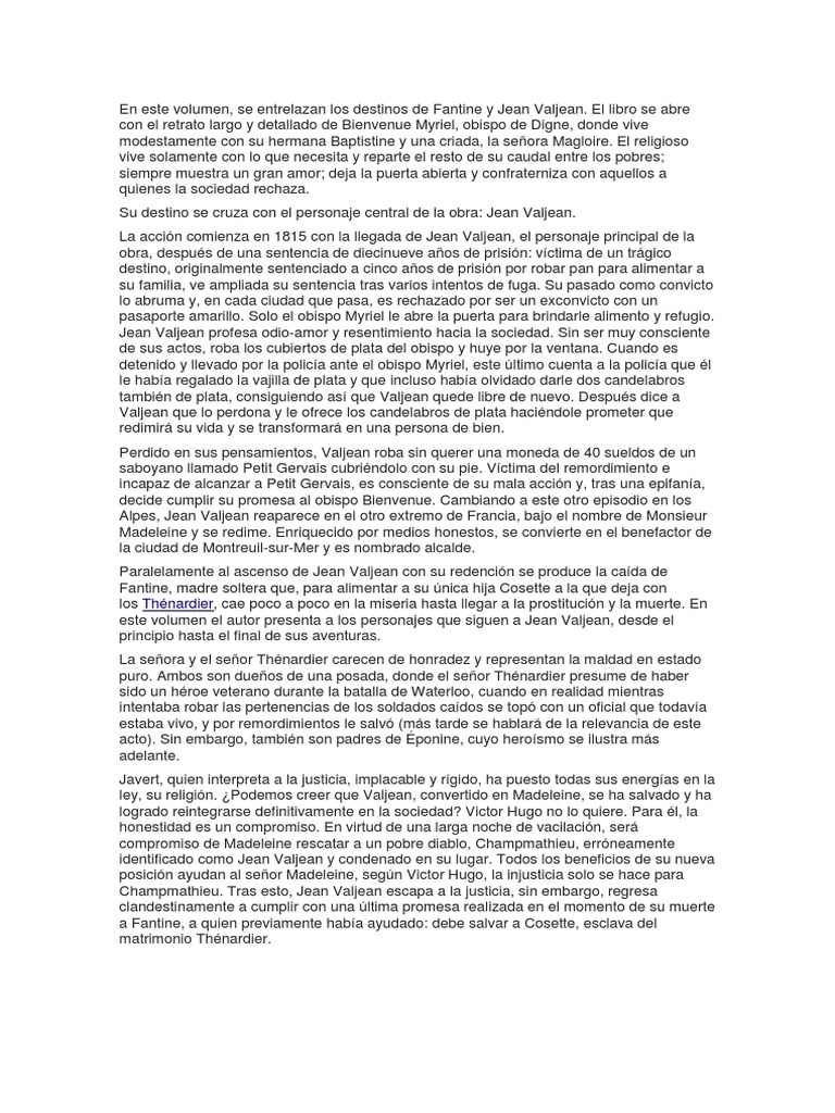 Destinos entrelazados: Valjean y Fantine | PDF | Novela negra ...