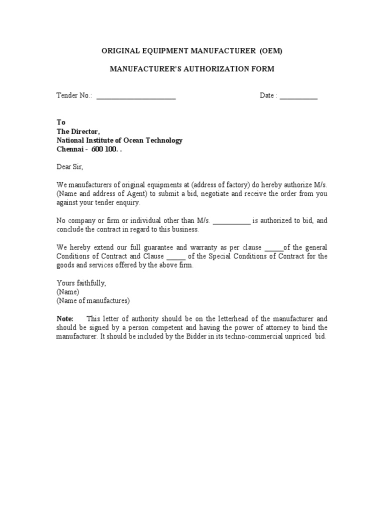 Oem Authorisation | PDF | Business