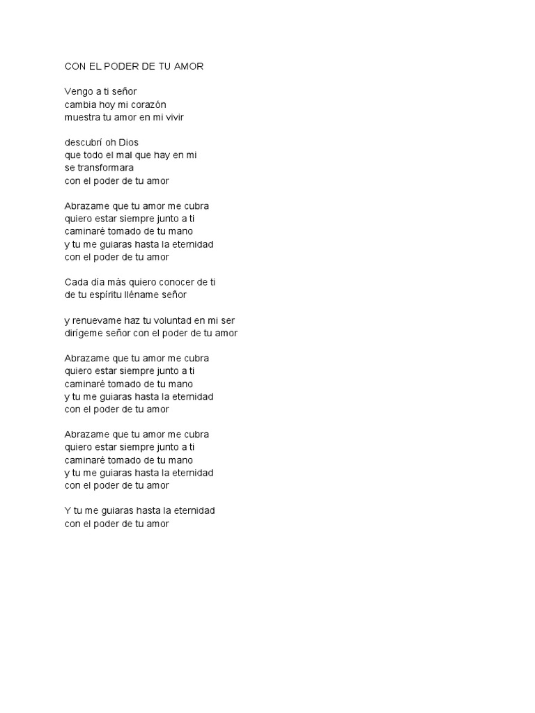 El poder de tu amor: letra y reflexión | PDF