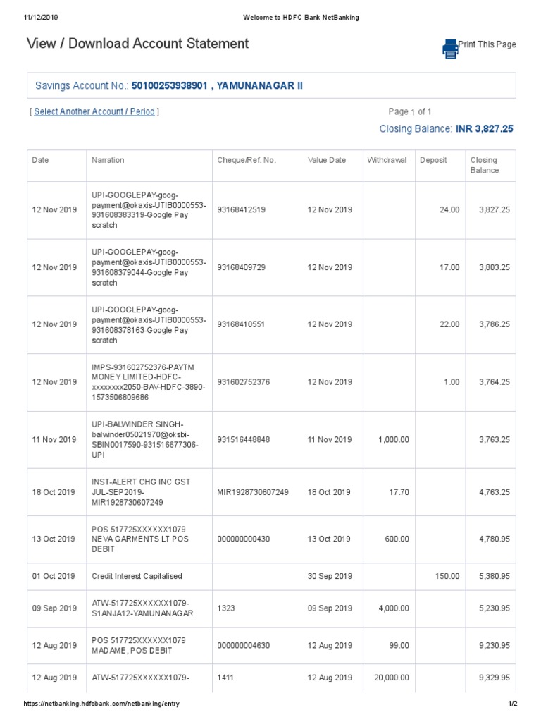 Welcome To HDFC Bank NetBanking PDF | PDF | Debits And Credits ...