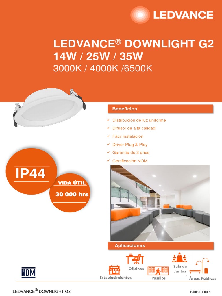 Ledvance Downlight 14w, 25w y 35w g2 Latam | PDF | Encendiendo | Ligero