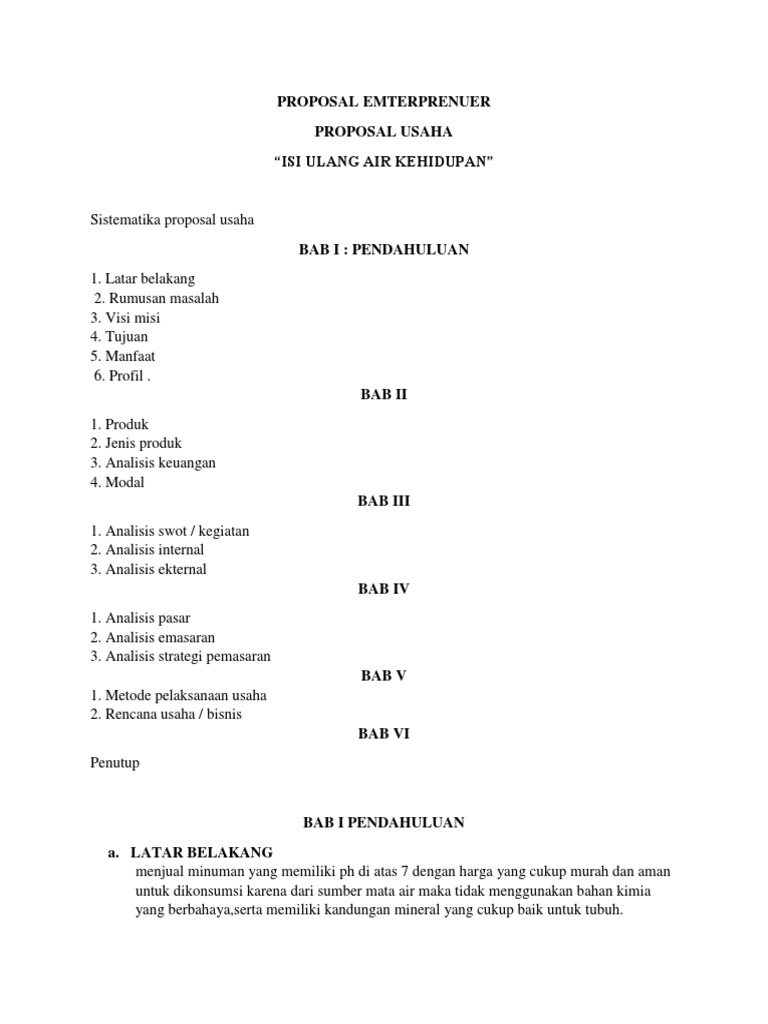 Proposal Isi Ulang Galon | PDF