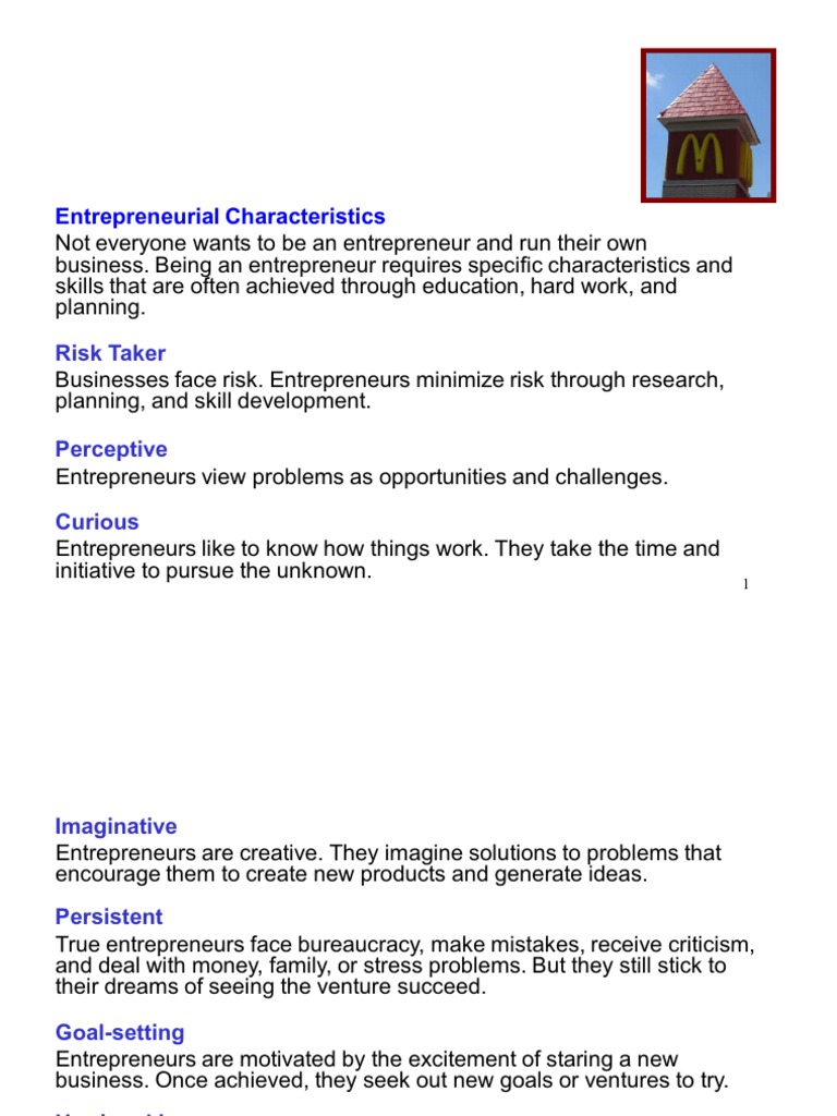 Chapter 10 Characteristics And Skills Of An Entrepreneur Pdf