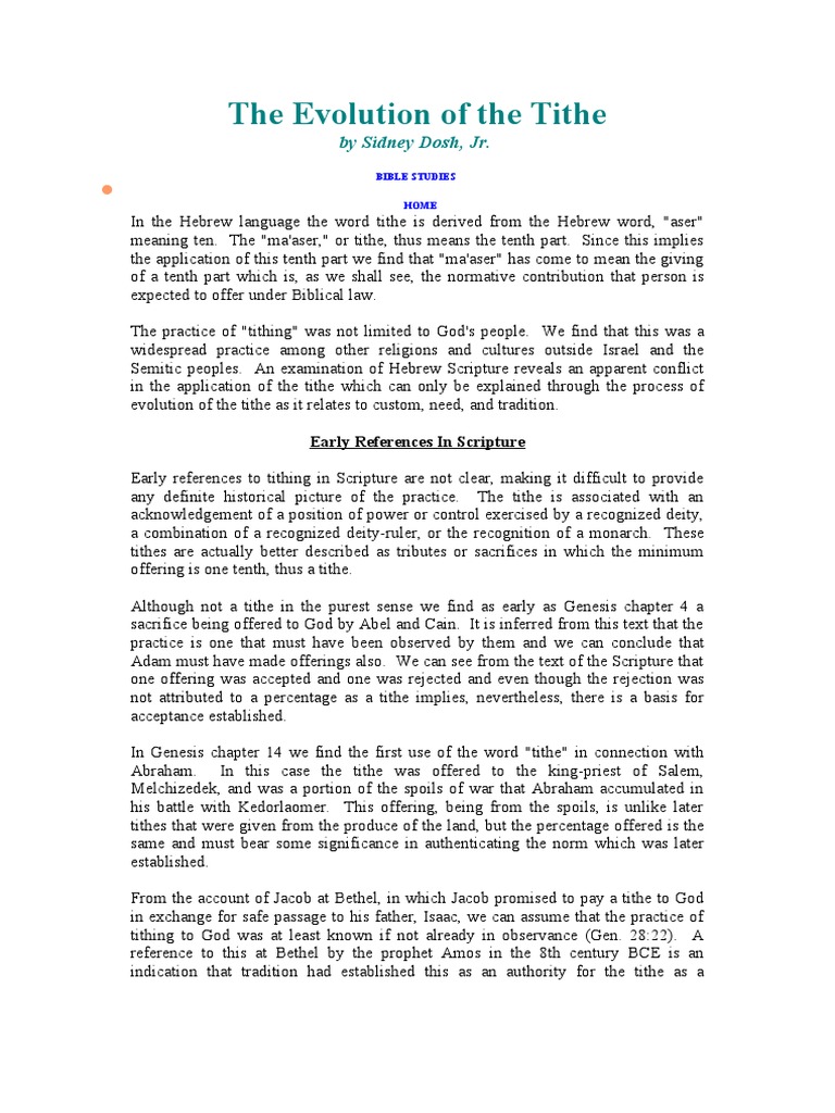 The Evolution of The Tithe | PDF | Months Of The Hebrew Calendar | Tithe