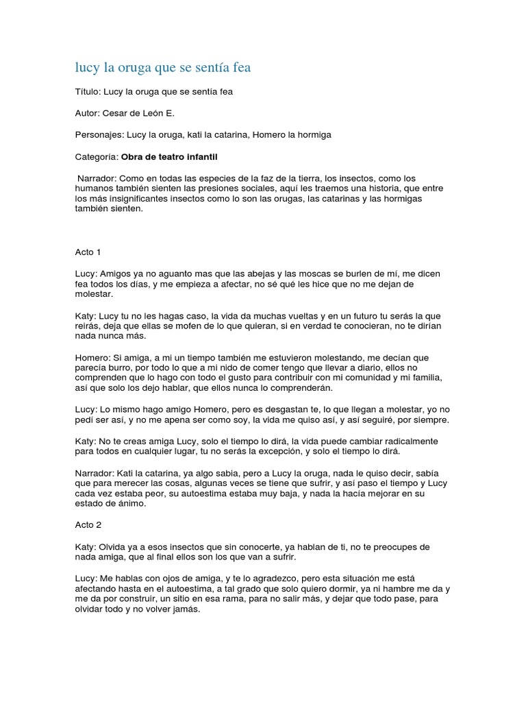 Lucy La Oruga Que Se Sentía Fea | PDF | Novela negra, policíaca y suspenso | Libros para ...