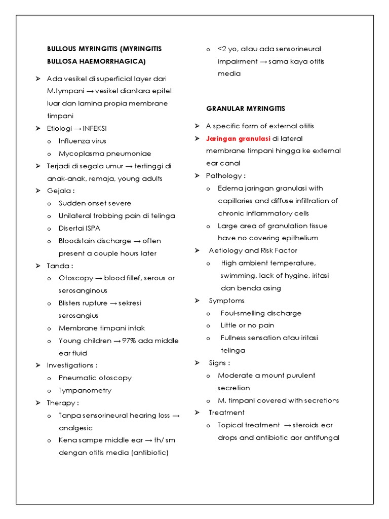 Bullous Myringitis | PDF | Vertigo | Vestibular System