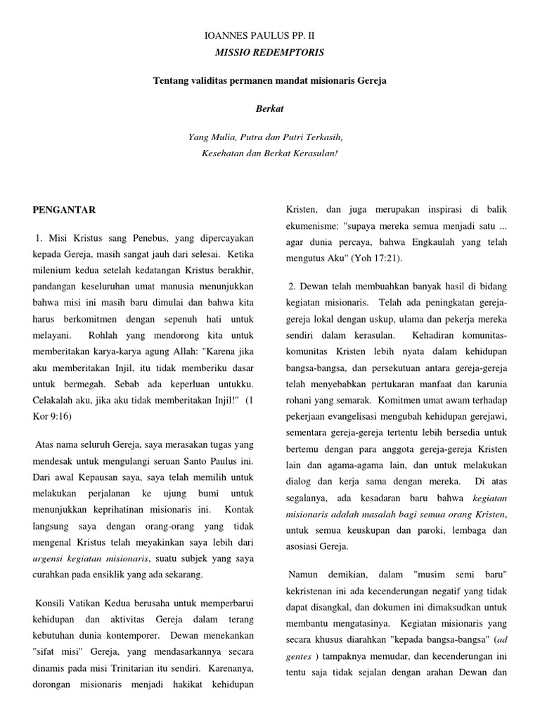 Redemptoris Missio | PDF