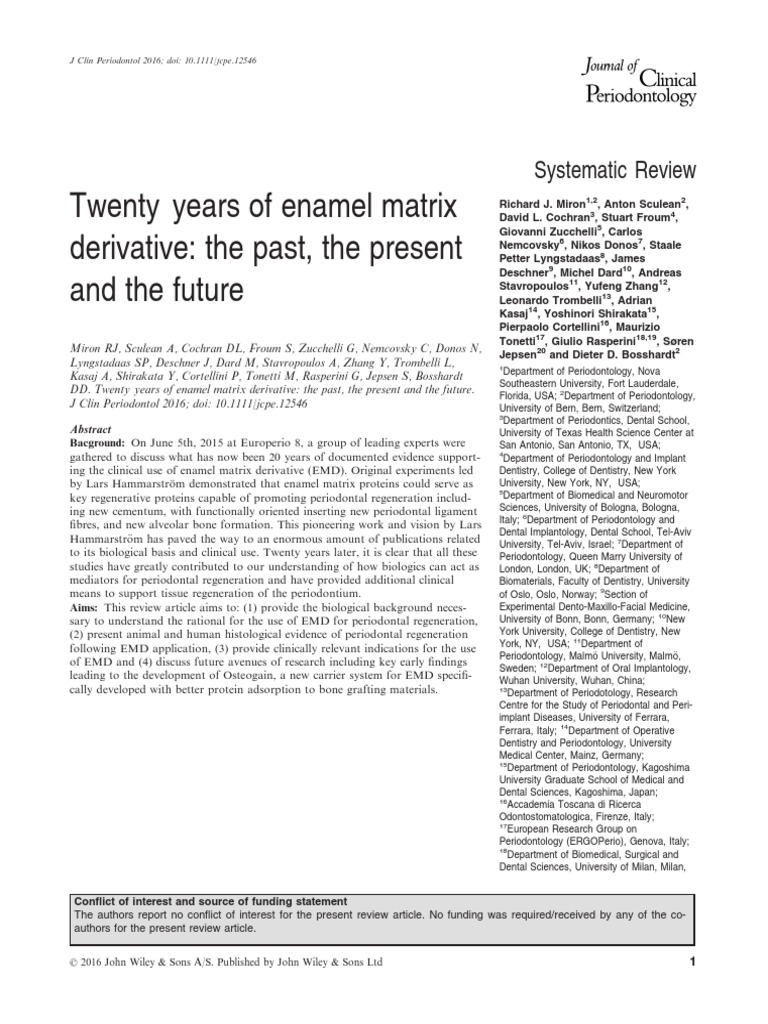 20 Years, Emdogain | PDF | Periodontology | Extracellular Matrix