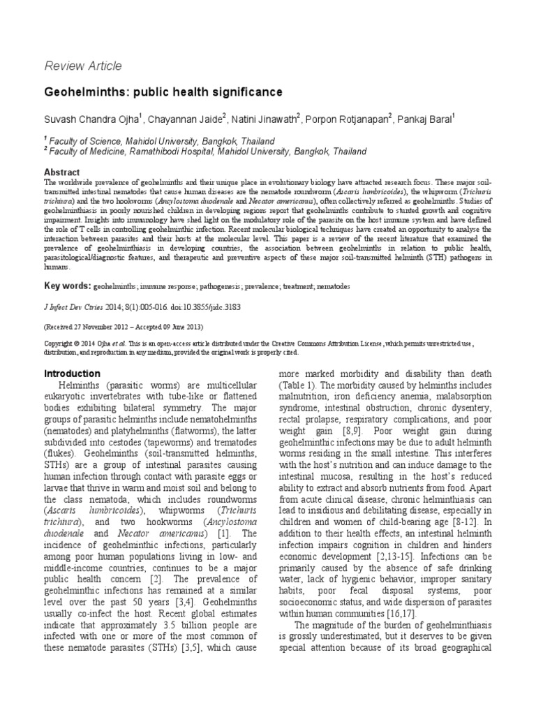 Geohelminths Public Health Significance PDF | PDF | T Helper Cell ...
