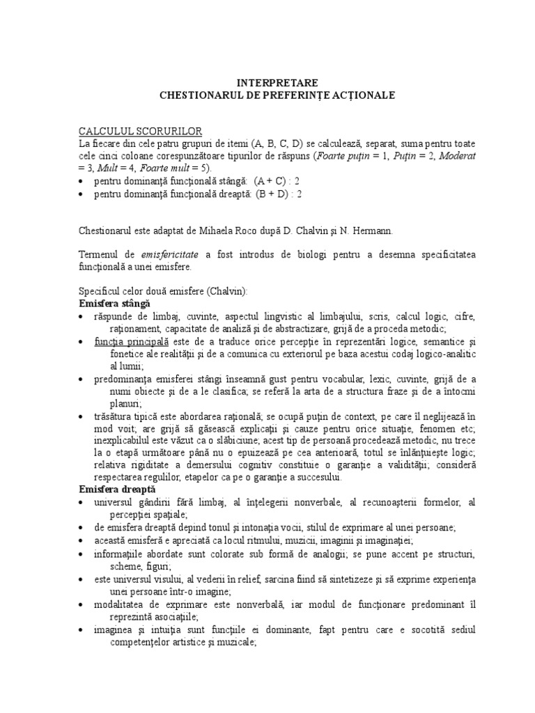 Interpretare Preferinte | PDF