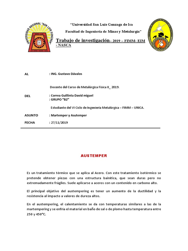 Austemper y Martemper en Acero | PDF | Tratamiento a base de calor ...