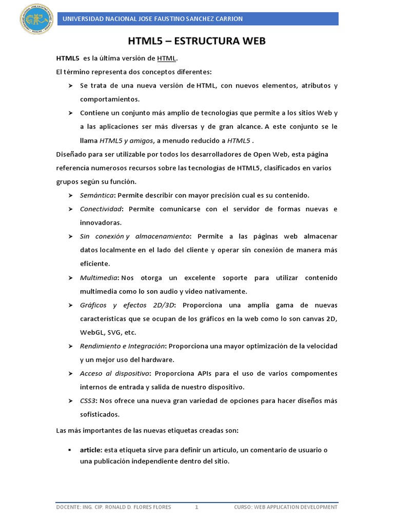 Estructura y Etiquetas de HTML5 | PDF | Web Gl | Multimedia