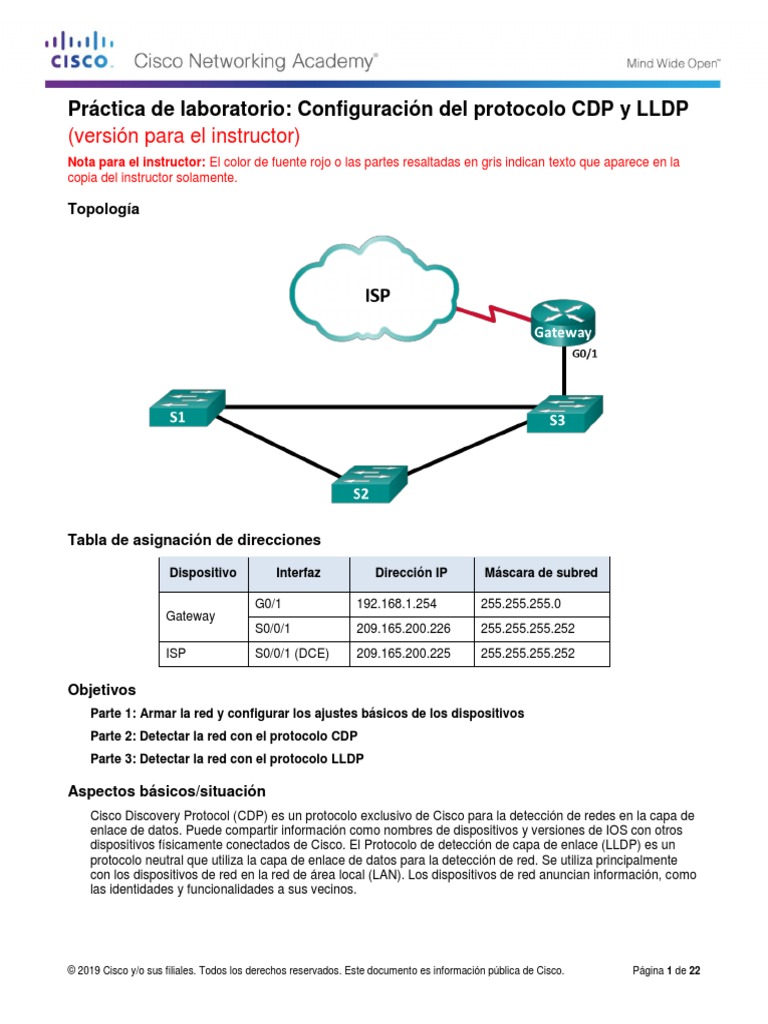 10.1.2.5 Lab - Configure CDP and LLDP - ILM | Descargar gratis PDF | Enrutador (Computación ...