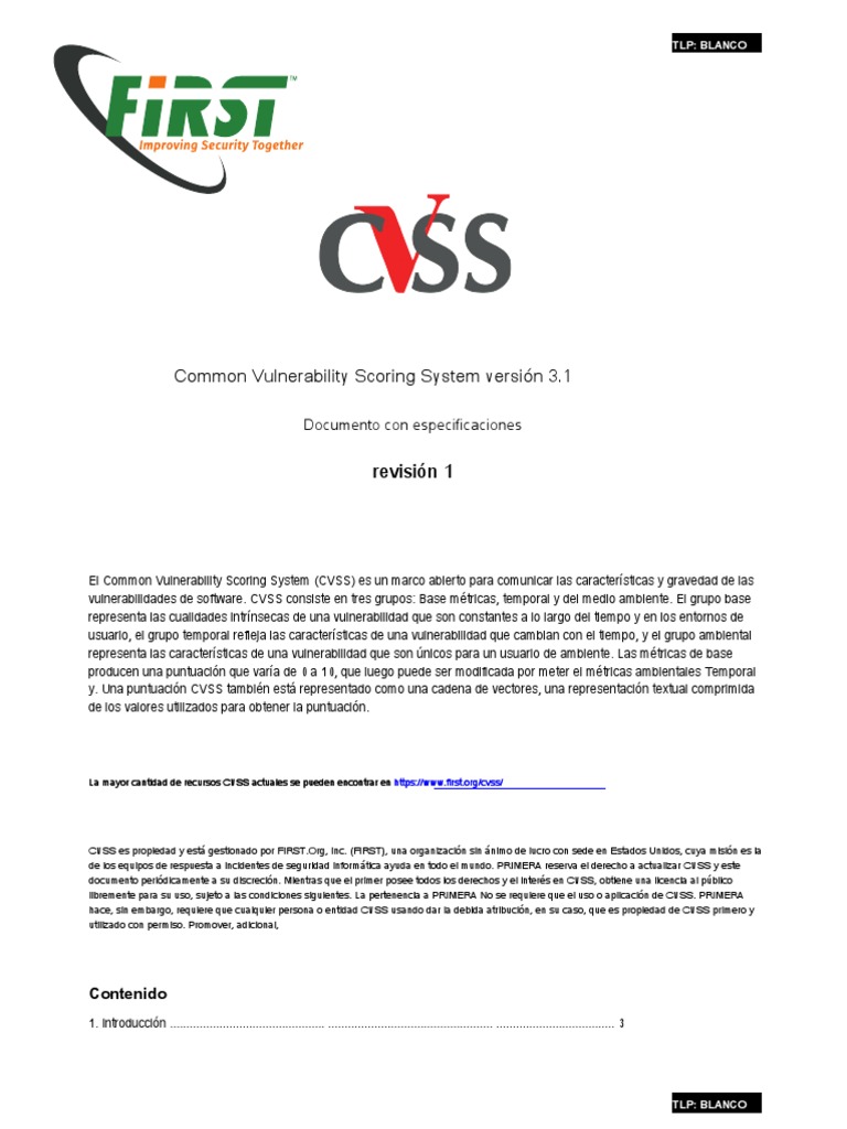 Cvss V31 Specification R1en Es Pdf La Seguridad Informática Seguridad 