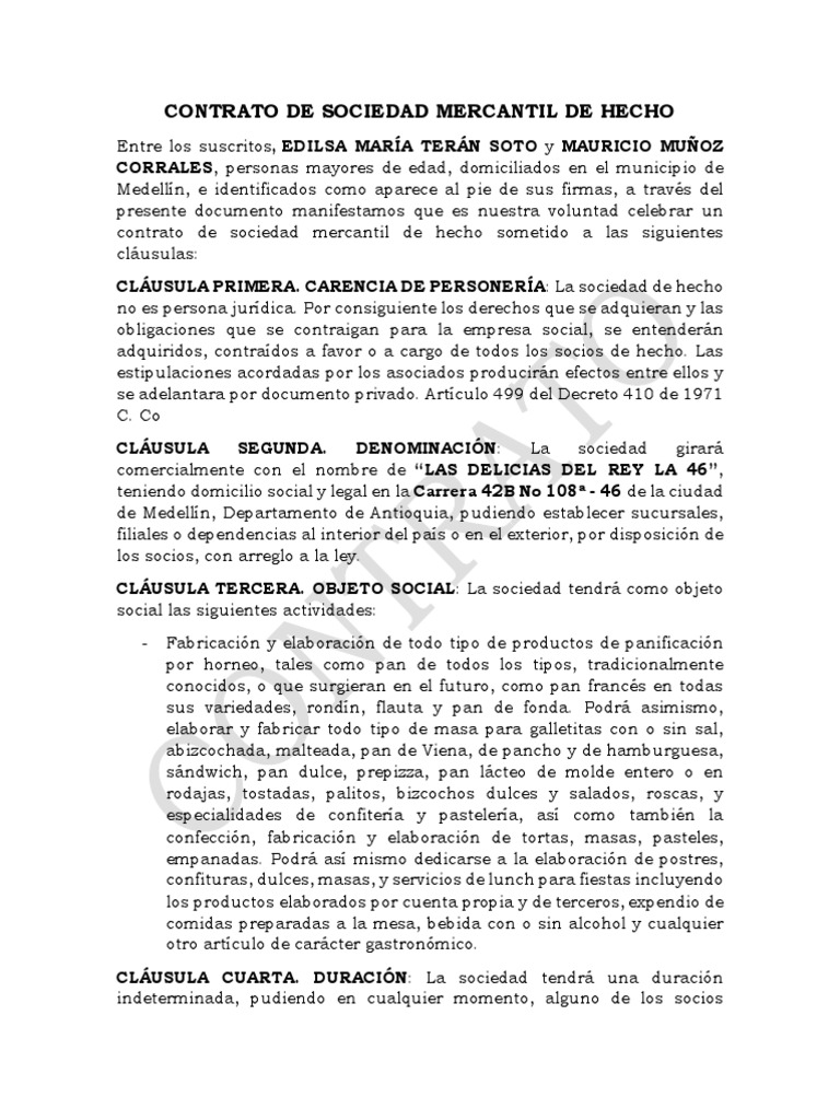 Modelo de Contrato Mercantil | PDF | Sociedad de responsabilidad limitada | Business