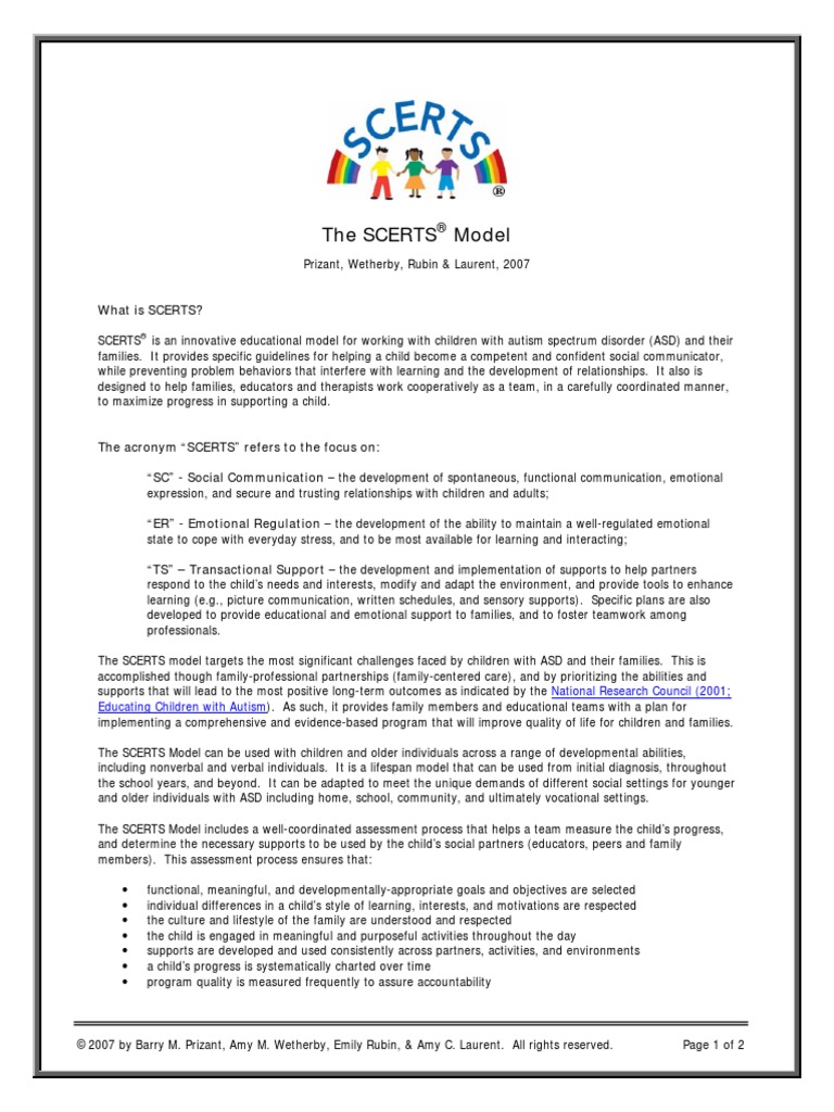 The SCERTS Model For Web 12 12 07 PDF | PDF | Autism Spectrum | Autism