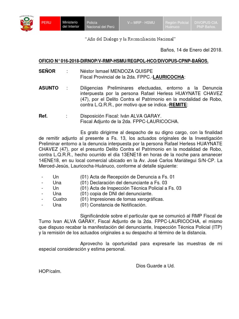 Oficio Remite Actuados | PDF | Gobierno | Violencia