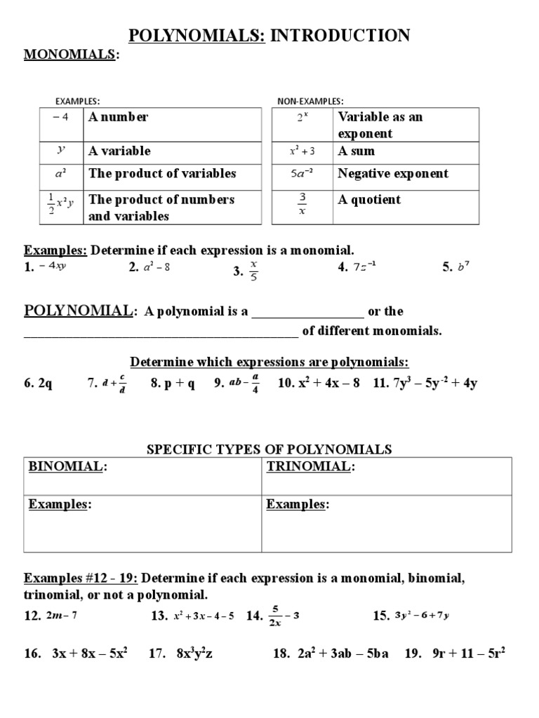 Polynomials Handout. | PDF | Polynomial | Elementary Mathematics