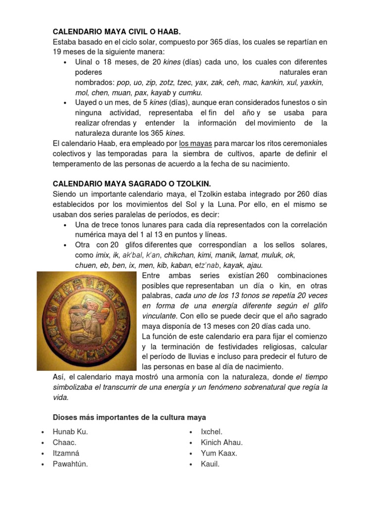 Calendario Maya Civil o Haab | Descargar gratis PDF | Civilización maya ...