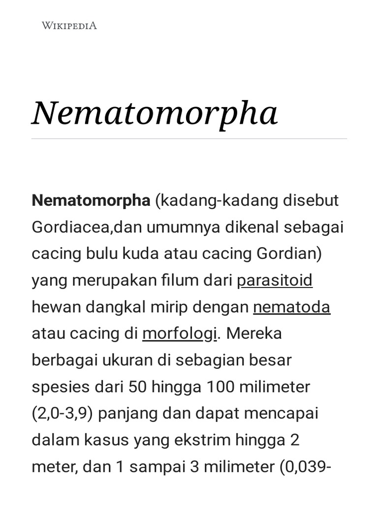 Nematomorpha - Wikipedia Bahasa Indonesia, Ensiklopedia Bebas PDF | PDF ...